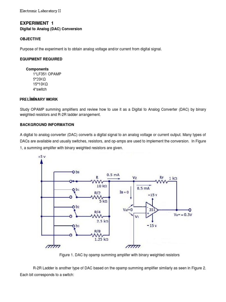 Digital to Analog Conversion Using Summing Amplifiers and R-2R Ladder ...