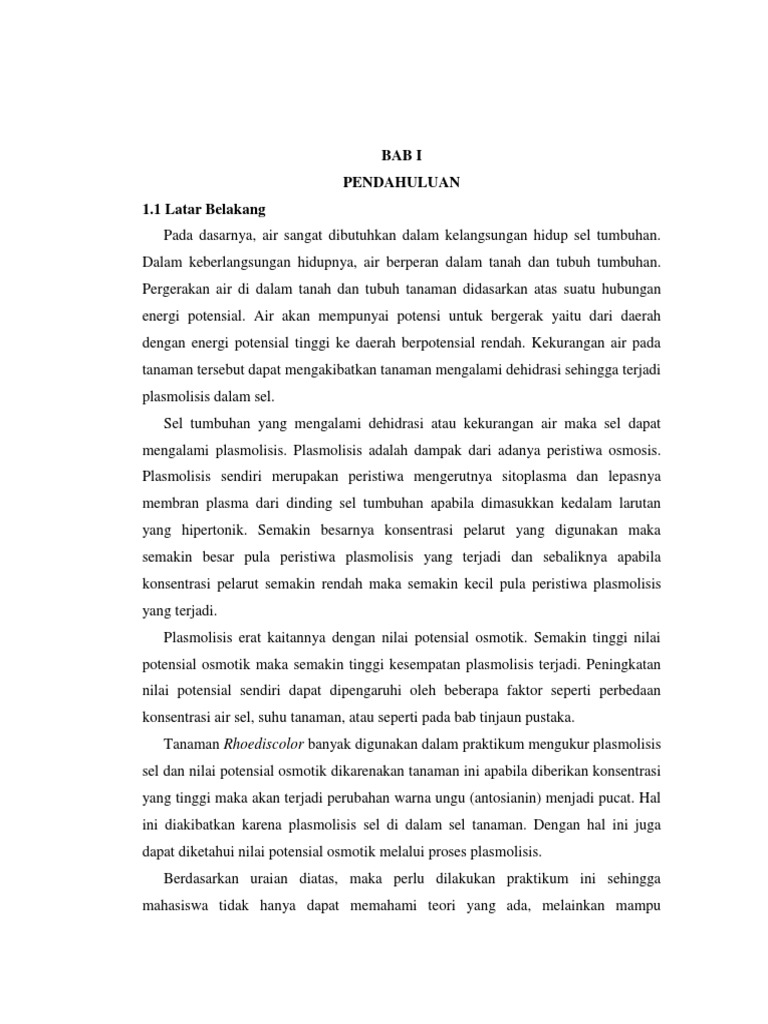 Plasmolisis pada Sel Tumbuhan dan Osmosis | PDF