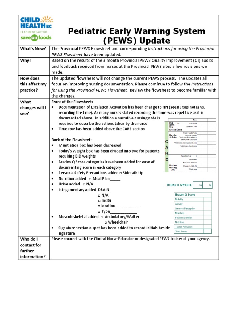 PEWS Flowsheet Update for Nurses | PDF