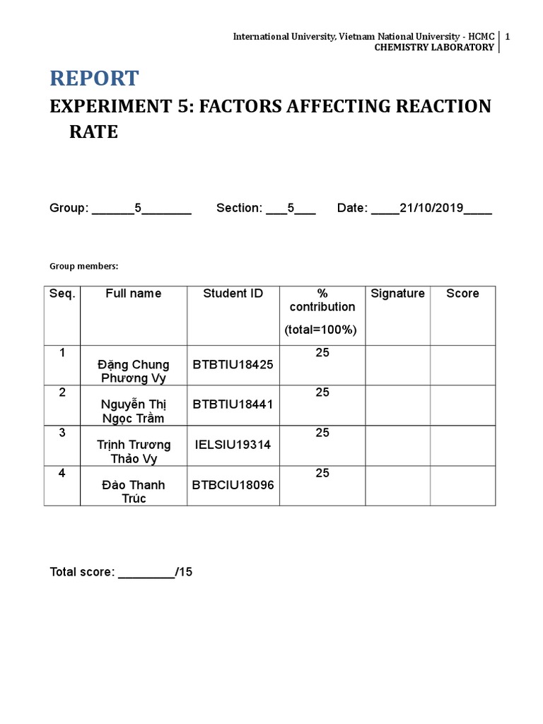 Factors Affecting Chemical Reaction Rates | PDF | Reaction Rate ...