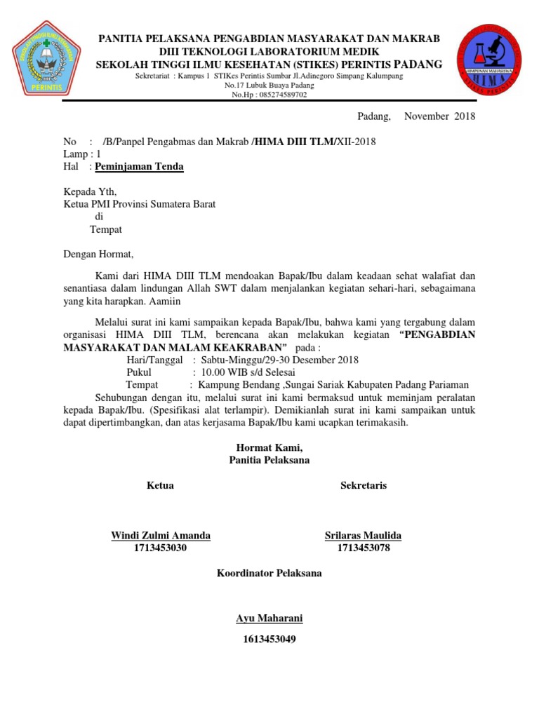 Surat Peminjaman PMI | PDF