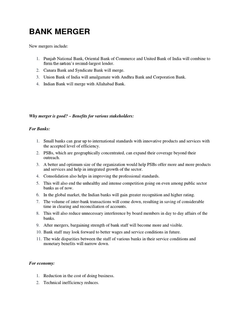 Bank Merger: Why Merger Is Good? - Benefits For Various Stakeholders ...
