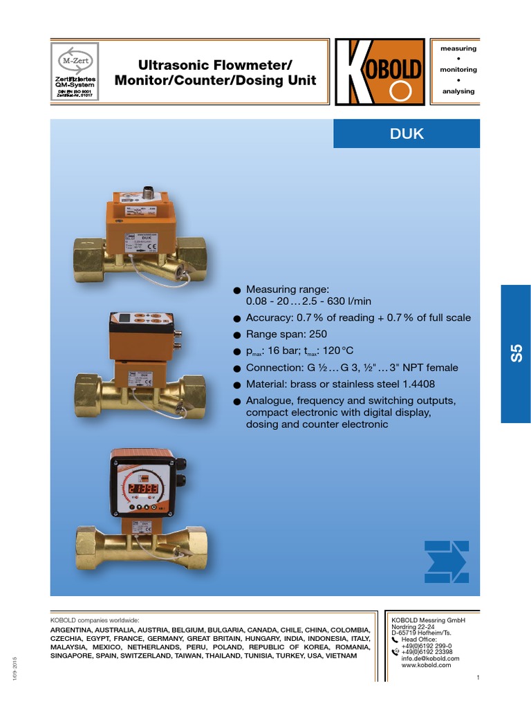 Ultrasonic Flowmeter/ Monitor/Counter/Dosing Unit: Measuring ...
