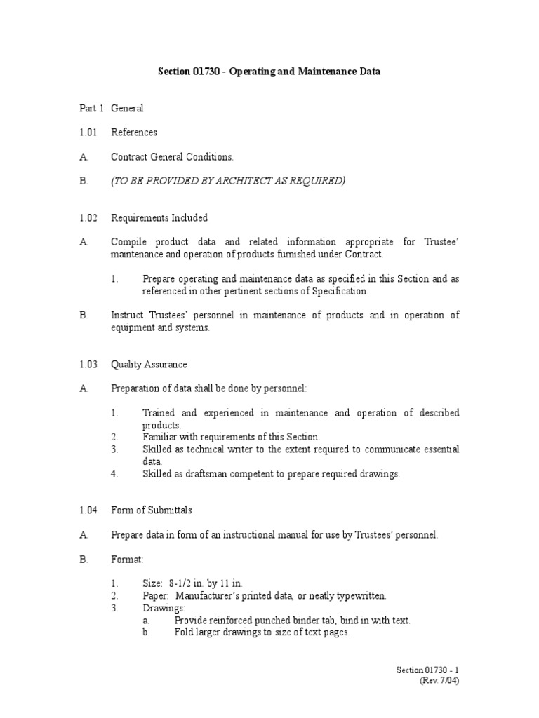 Oper and Maint Data | PDF | Specification (Technical Standard ...