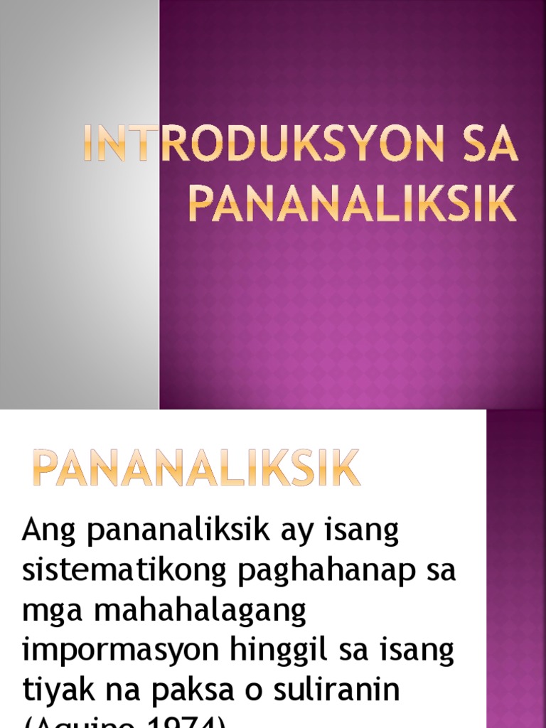 Introduksyon Sa Pananaliksik | PDF