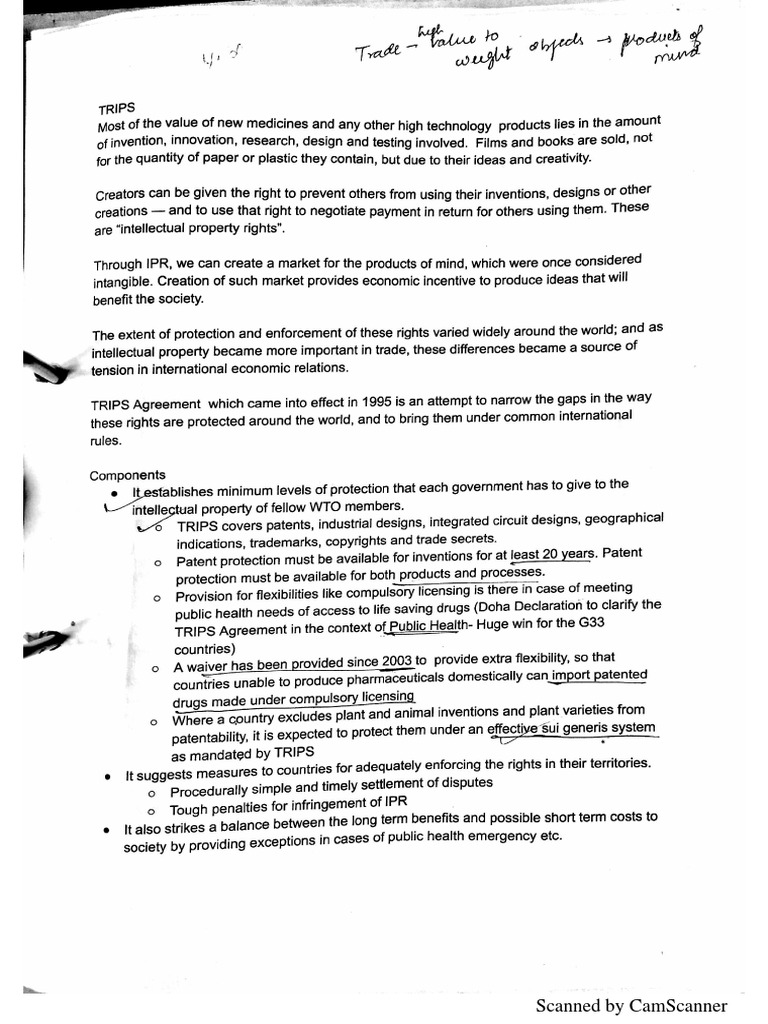 Notes On TRIPS | PDF