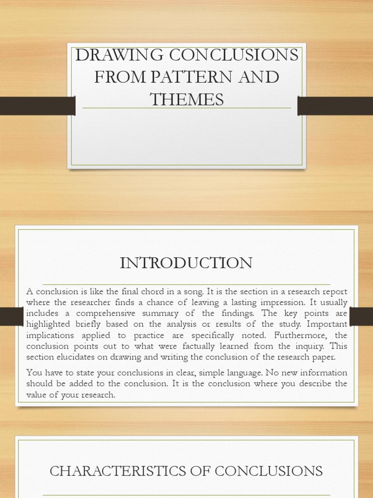 Drawing Conclusions From Pattern and Themes | PDF | Inquiry | Data