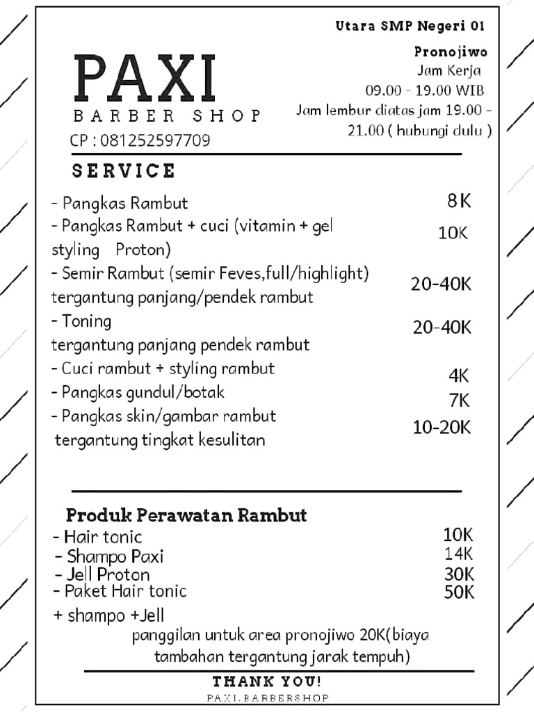 Paxi Barbershop Pronojiwo Lumajang | PDF