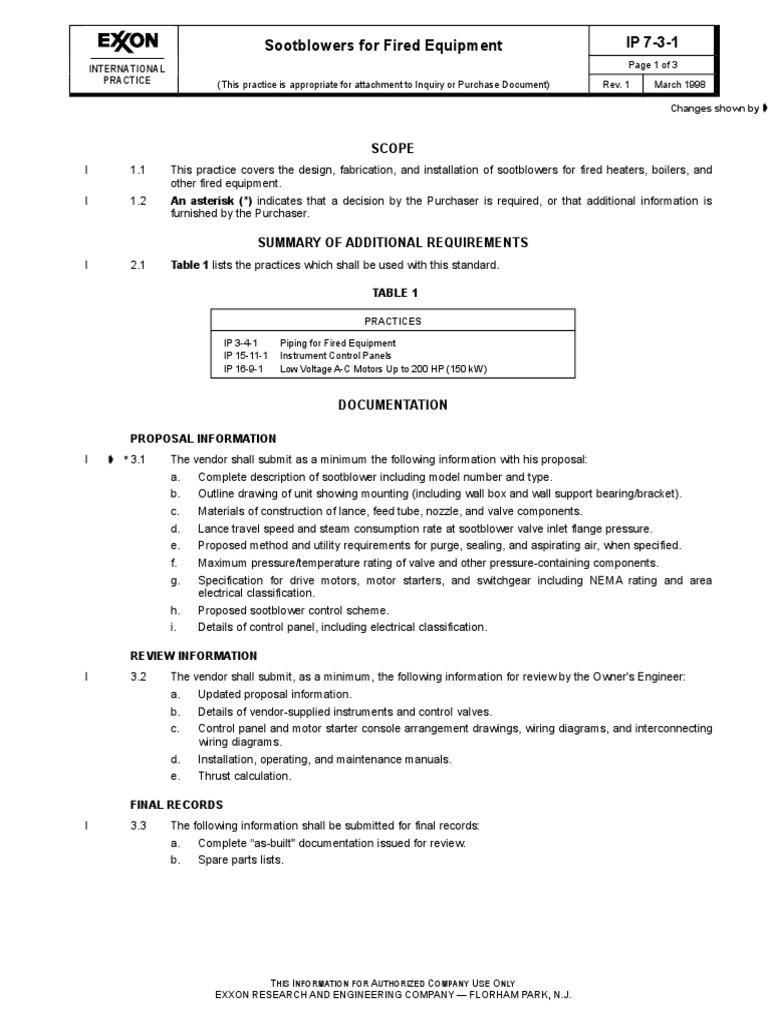 Exxon IP 7-3-1 Sootblowers For Fired Equipment | PDF | Furnace | Valve