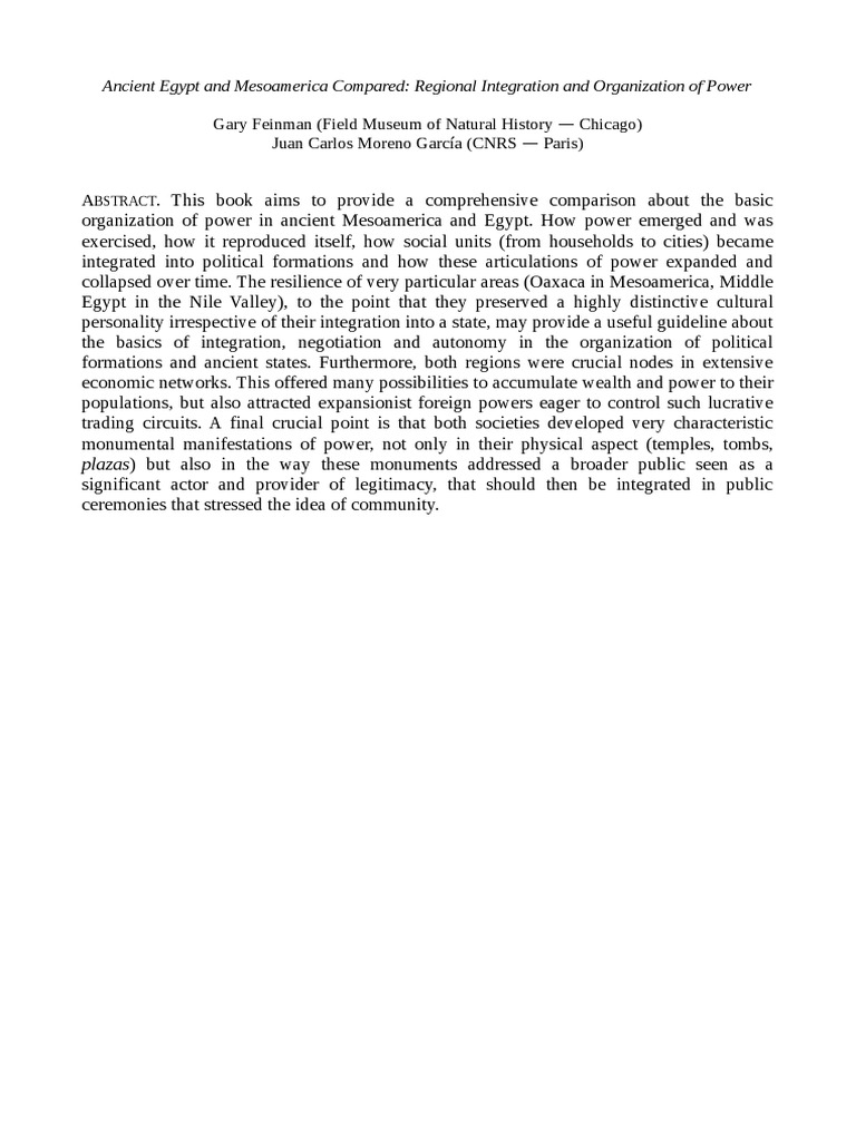 Comparing the Organization of Power in Ancient Egypt and Mesoamerica ...