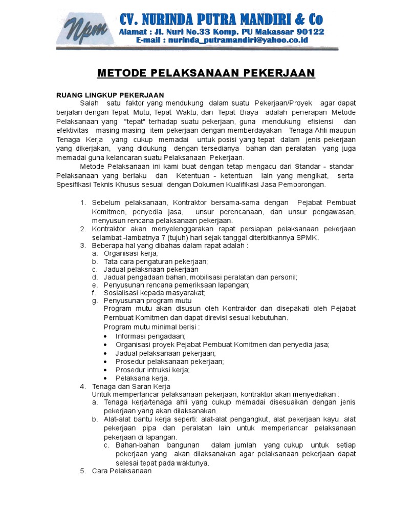Metode Pelaksanaan Pekerjaan Bronjong | PDF