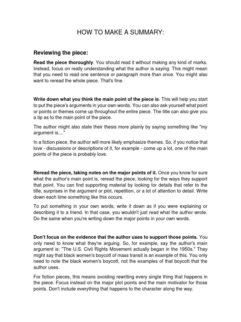 How To Make A Summary | PDF