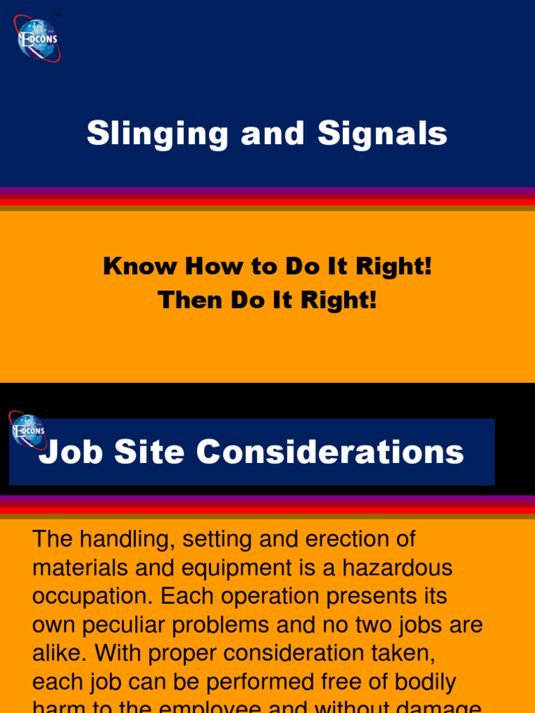 Slinging and Signals: Know How To Do It Right! Then Do It Right! | PDF ...