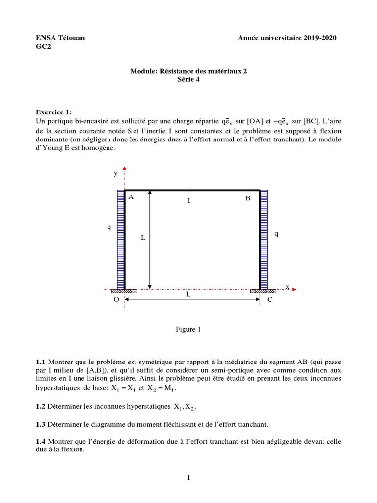 Serie4 RDM2 2019 2020 | PDF | Flexion (matériau) | Déformation d'un matériau