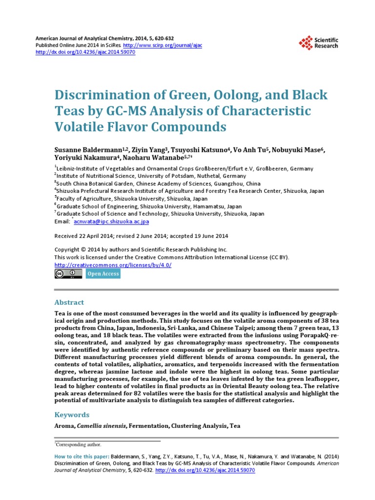 Volatiles in Teas | PDF | Tea | Gas Chromatography
