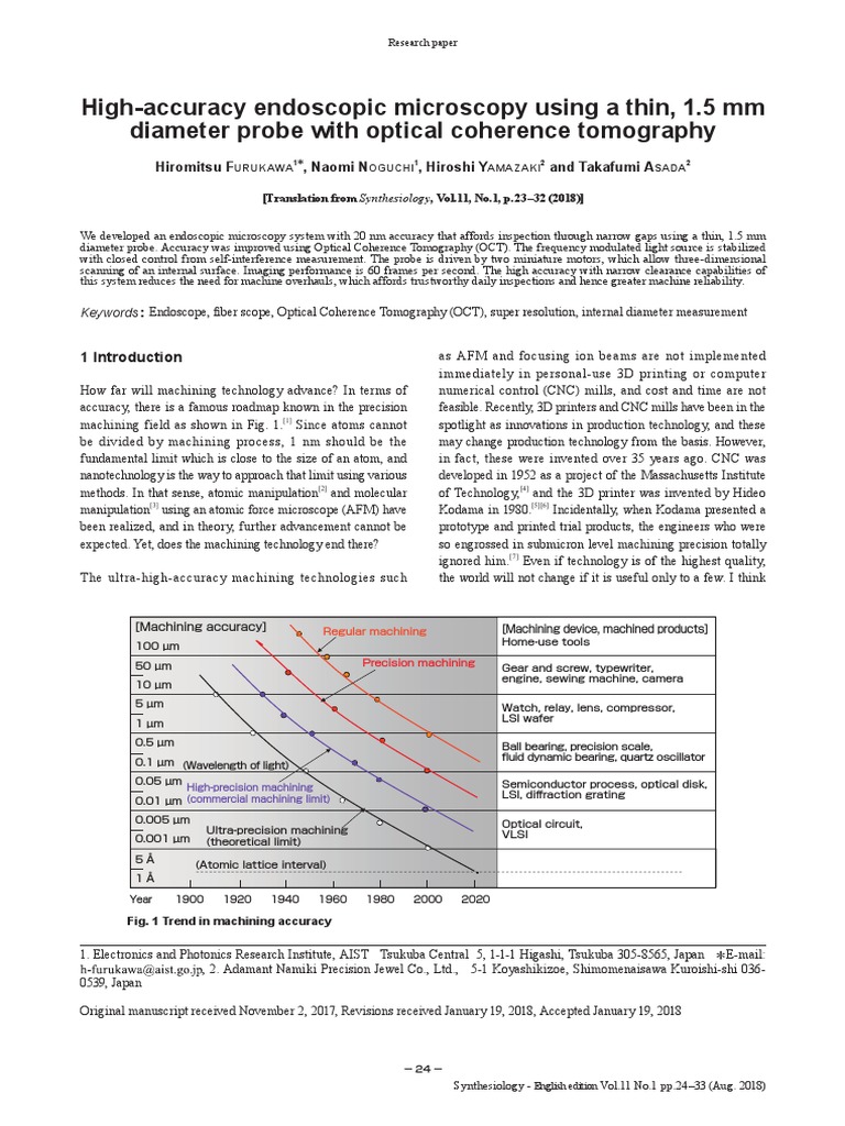 Endoscopic Microscopy Using OCT | PDF | Interferometry | Wavelength