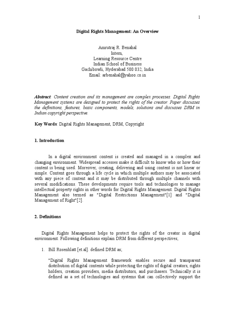 Digital Rights Management: An Overview | PDF | Digital Rights ...