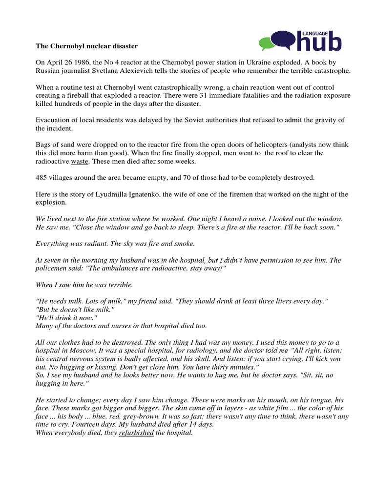 The Chernobyl Nuclear Disaster | PDF | Chernobyl Disaster | Hazards