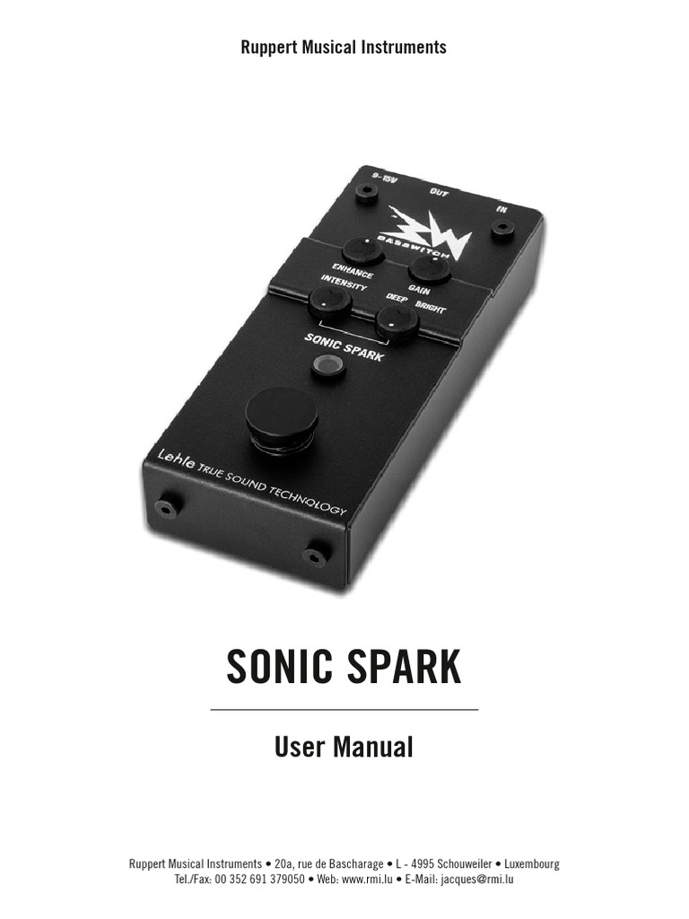 Sonic Spark: User Manual | PDF | Power Supply | Switch