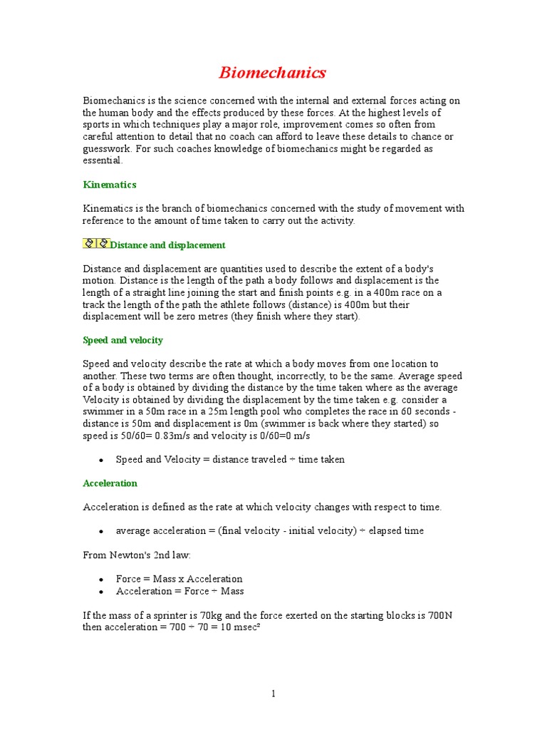 Biomechanics: Kinematics | PDF | Torque | Angular Momentum