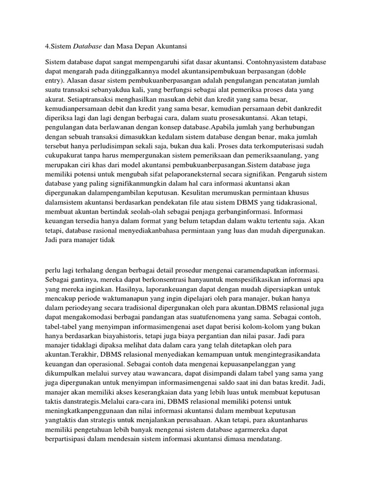 Sistem Database Dan Masa Depan Akuntansi | PDF | Pengelolaan Keuangan ...