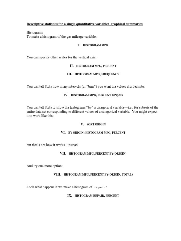 Descriptive Statistics For A Single Quantitative Variable: Graphical ...