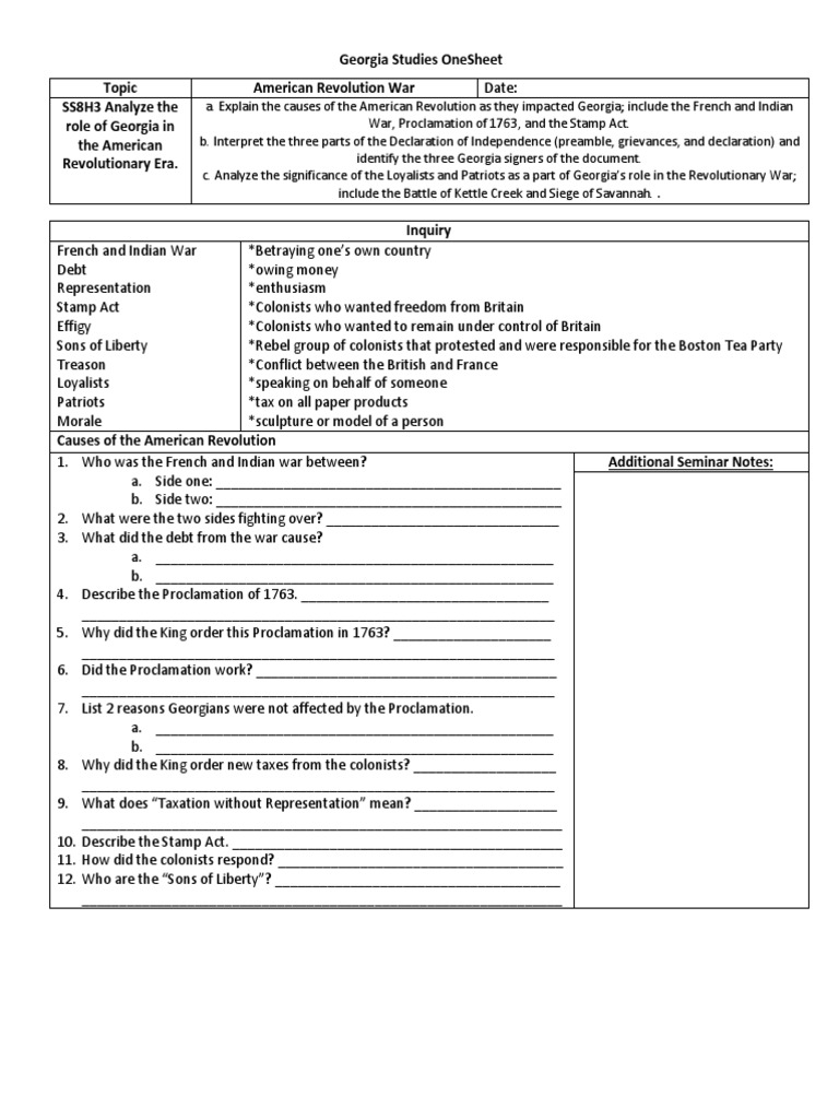 ss8h3 American Revolution Complete | PDF | American Revolution ...
