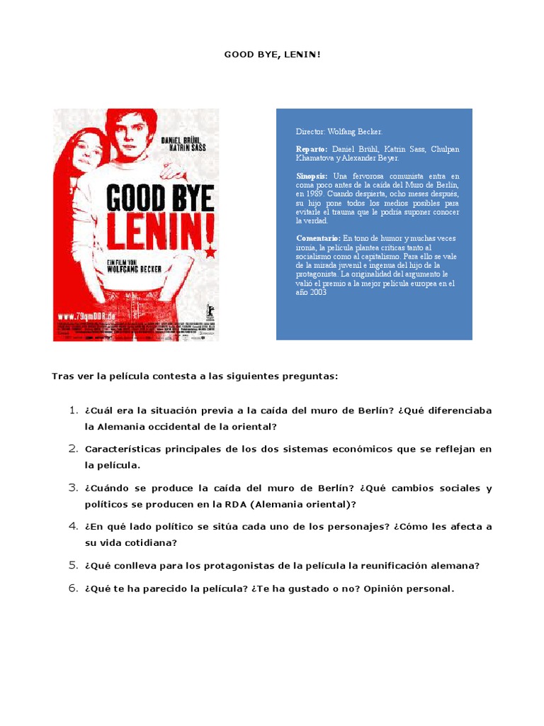 Análisis de "Good Bye, Lenin!" | PDF
