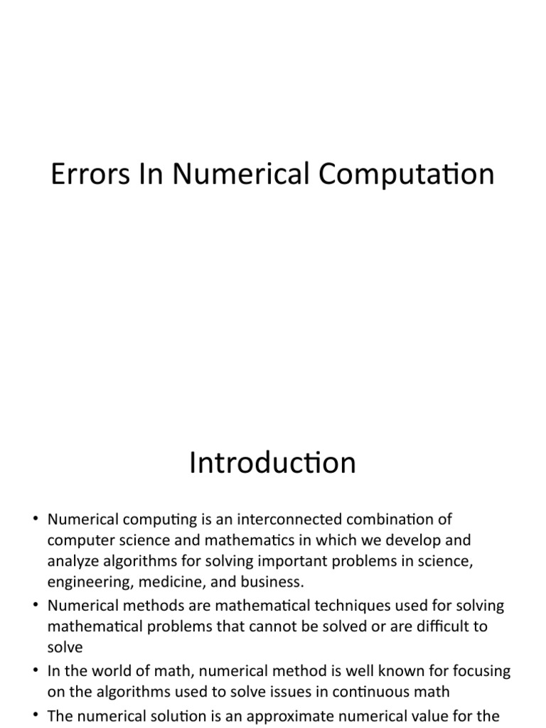 Errors in Numerical Computation | PDF | Numerical Analysis | Numbers
