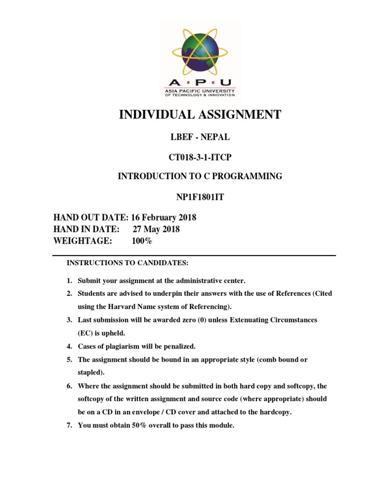 CT018 3 1itcp | PDF | C (Programming Language) | Programming Language