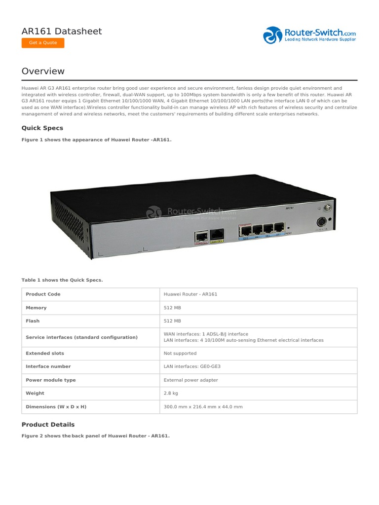 Ar161 Datasheet | PDF | Router (Computing) | Computer Network