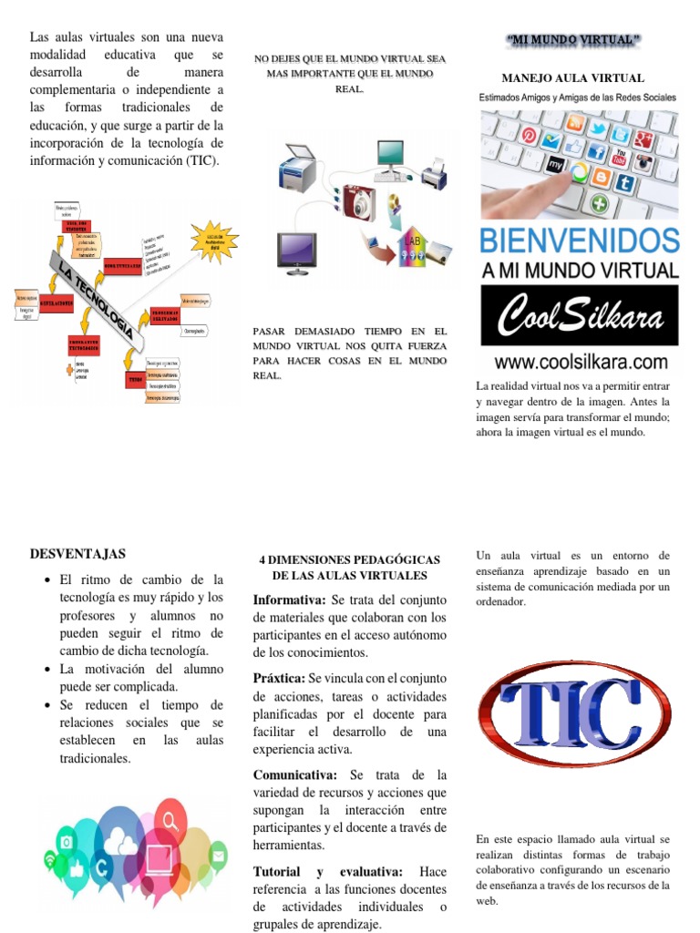 Trípticos sobre Aulas Virtuales | PDF | Salón de clases | Mundo virtual