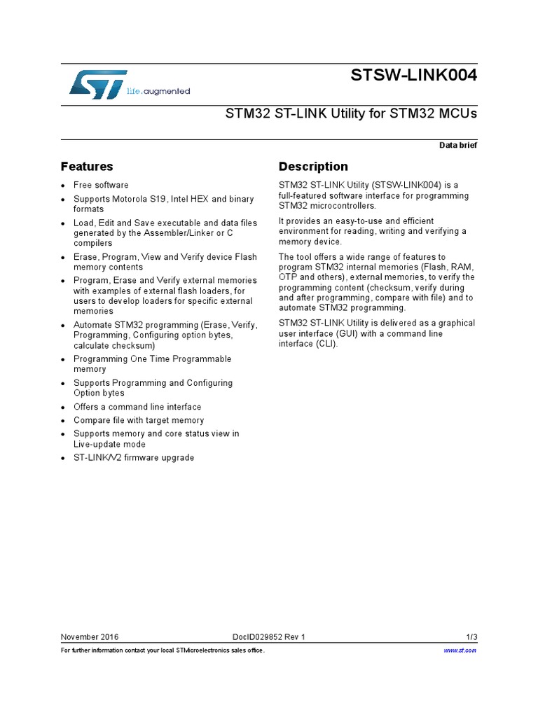 STSW Link004 | PDF | Flash Memory | Command Line Interface