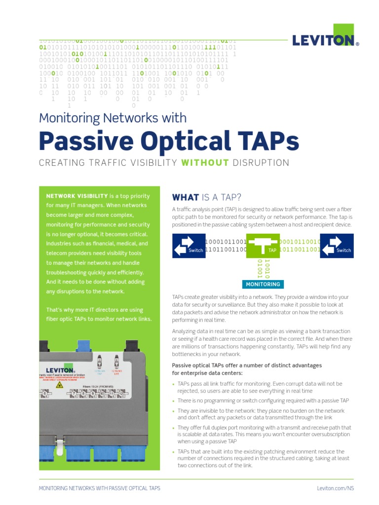 Leviton TechBrief Passive Optical TAPs PDF | PDF | Optical Fiber ...