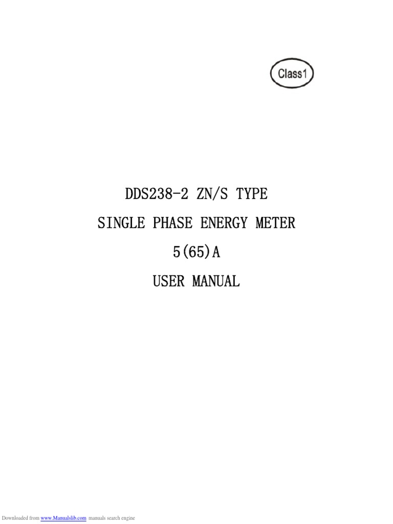 DDS238-2 ZN/S TYPE Single Phase Energy Meter 5 (65) A User Manual | PDF | Kilowatt Hour ...