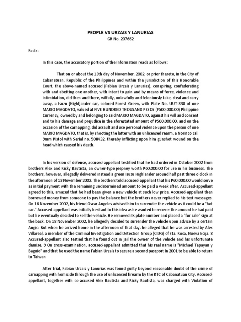 Legal Acquittal in Carnapping Case | PDF | Circumstantial Evidence ...