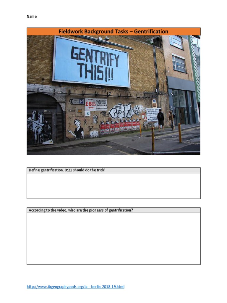 Fieldwork Background Tasks - Gentrification | PDF