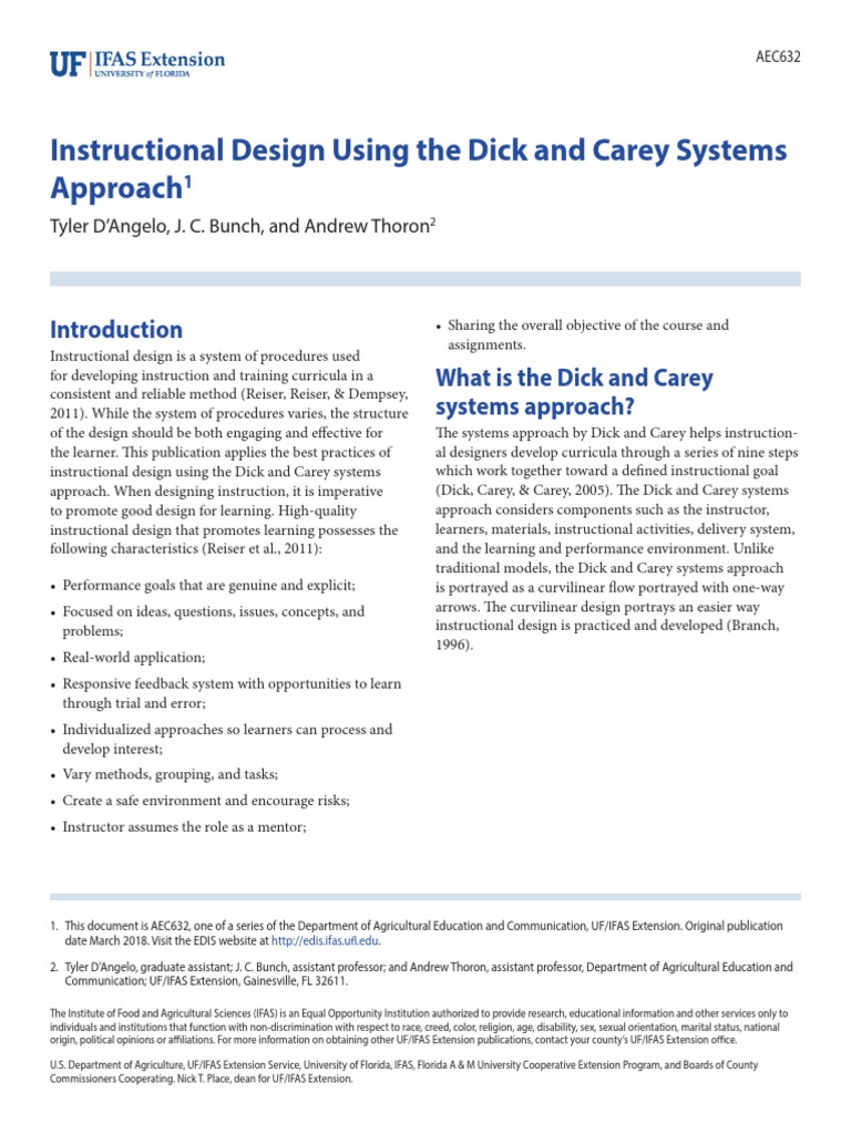 Dick and Carey Systems Approach | PDF | Instructional Design | Learning