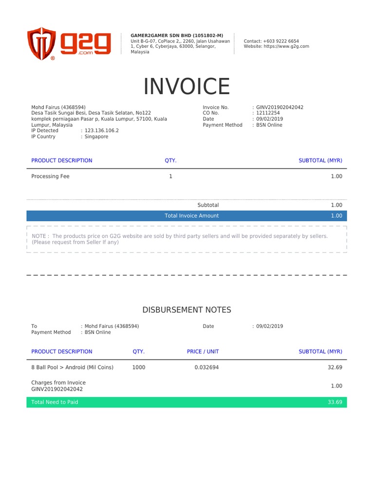 Invoice: Disbursement Notes | PDF
