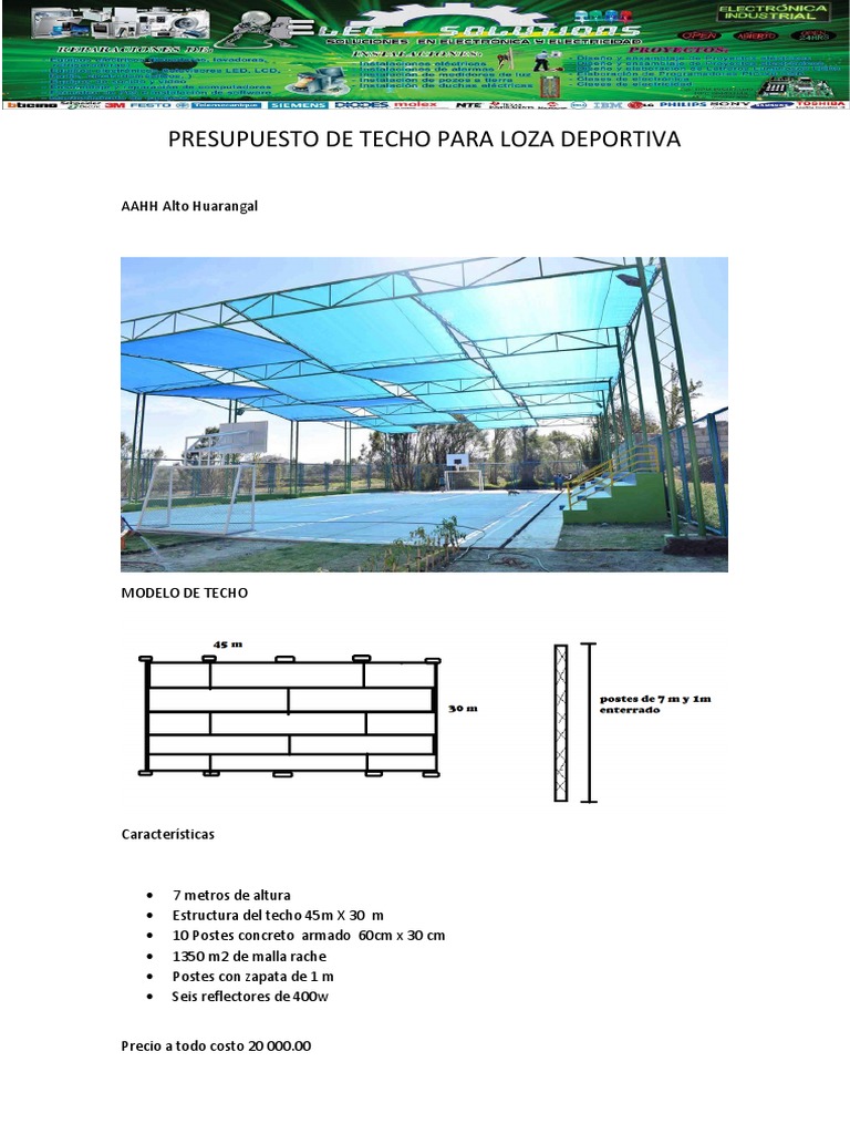 Presupuesto de Techo para Loza Deportiva (Autoguardado) | PDF