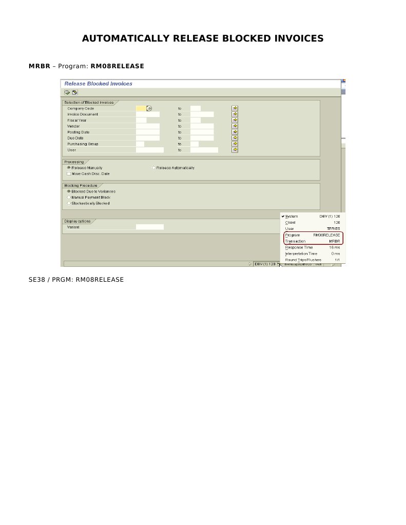 Release Blocked Invoices with MRBR | PDF