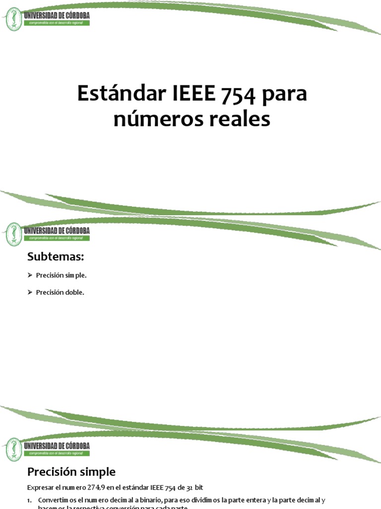 03 - Estándar IEEE 754 para Números Reales | PDF | Poco | Arquitectura ...