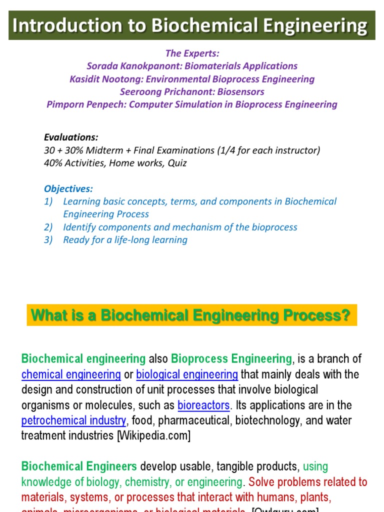 Introduction To Biochemical Engineering: Evaluations | PDF ...