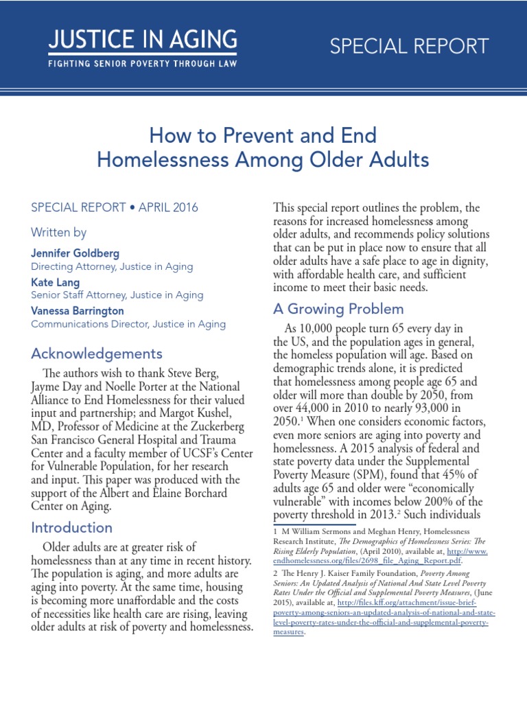Preventing and Ending Homelessness Among Older Adults: A Growing Crisis ...