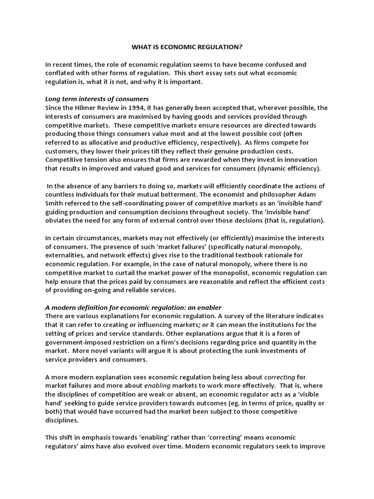 What Is Economic Regulation | PDF | Perfect Competition | Market ...