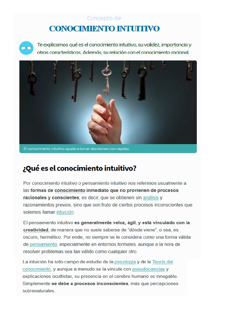 Conocimiento Intuitivo Concepto | PDF