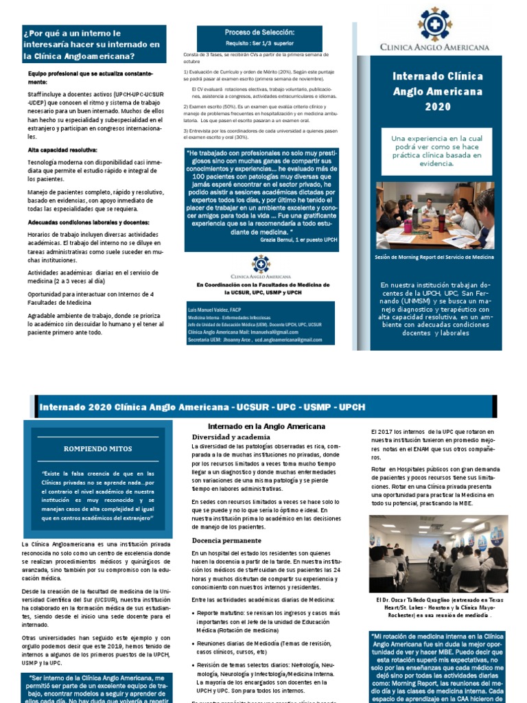 Folleto Internado 2020 FINAL | PDF | Prueba (evaluación) | Evidencia basada en medicina