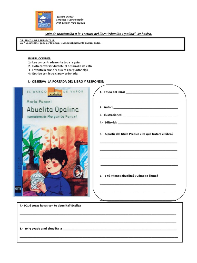 Guía Motivación A La Lectura Libro Abuelita Opalina 3º | PDF