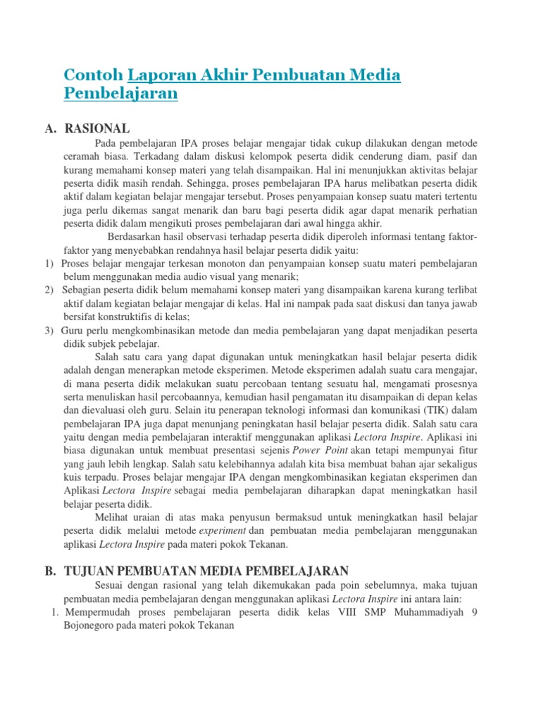 Contoh Laporan Pembuatan Media Pembelajaran Interaktif | PDF
