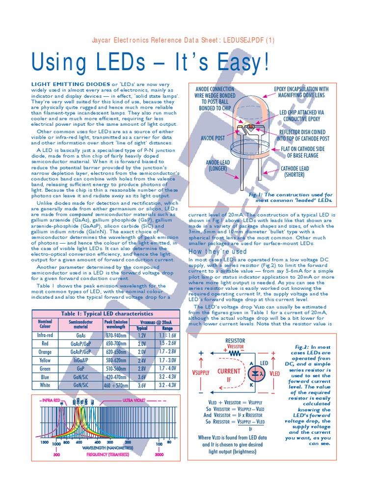 Using Leds - It'S Easy!: Jaycar Electronics Reference Data Sheet ...